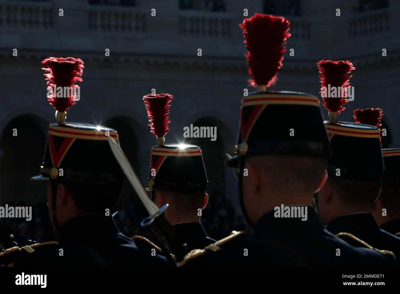 Republican Guards stand guard during a ceremony to pay tribute to late ...