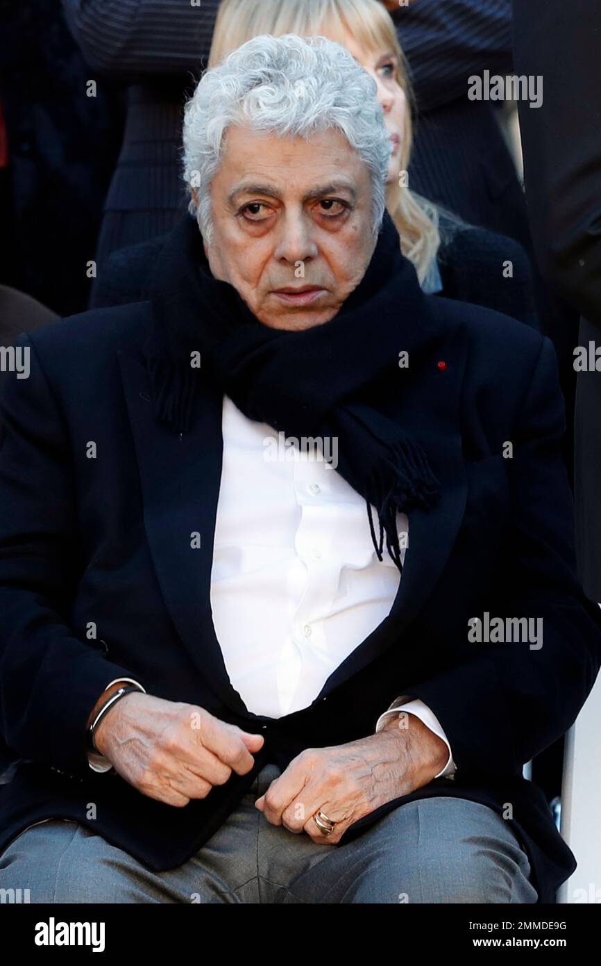 French singer Enrico Mathias attends a ceremony to pay tribute to late ...