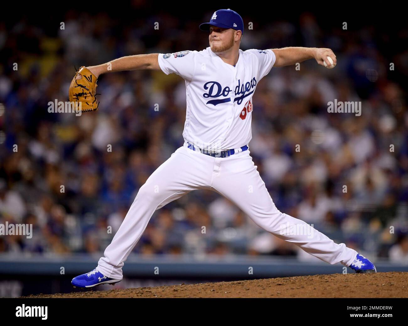 Los Angeles Dodgers' Caleb Ferguson pitches to the Atlanta Braves ...