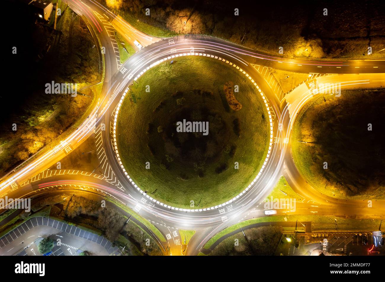 Hayle Roundabout Night Stock Photo - Alamy