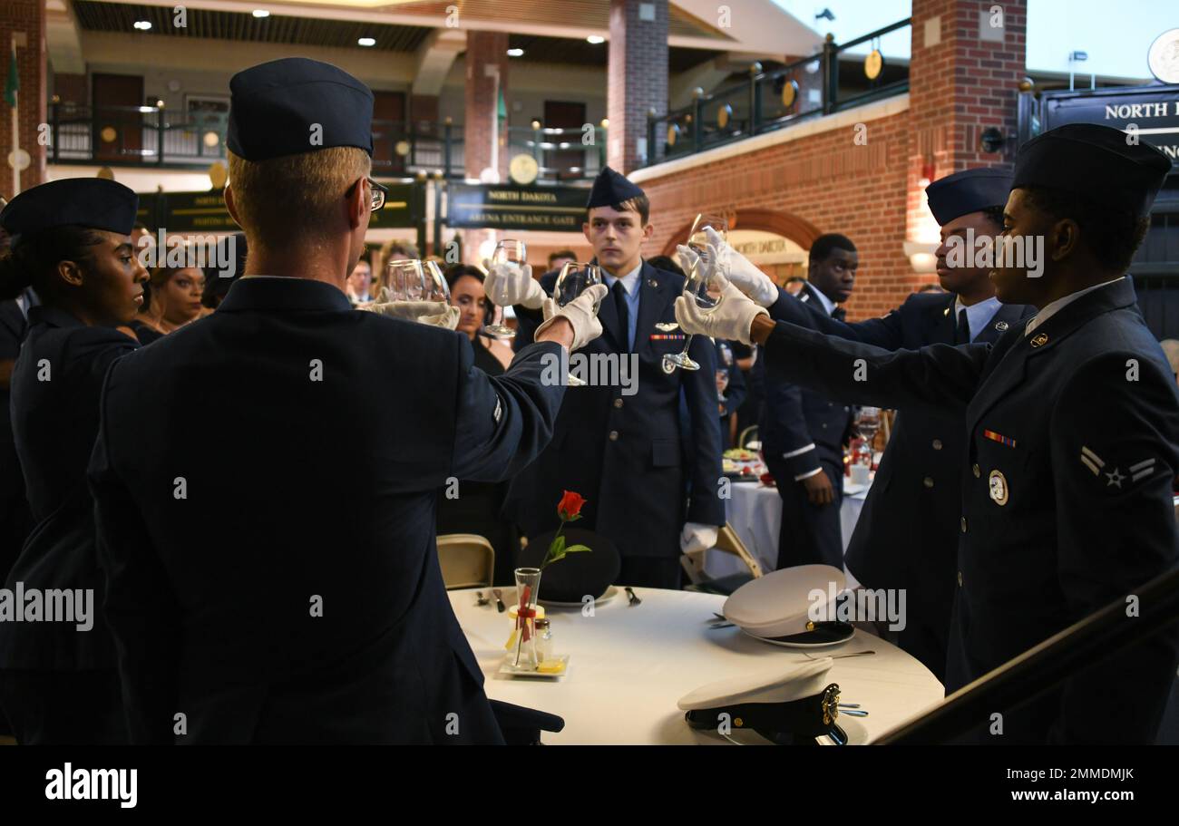 Grand Forks Air Force Base honor guardsmen preform a ceremony to honor ...