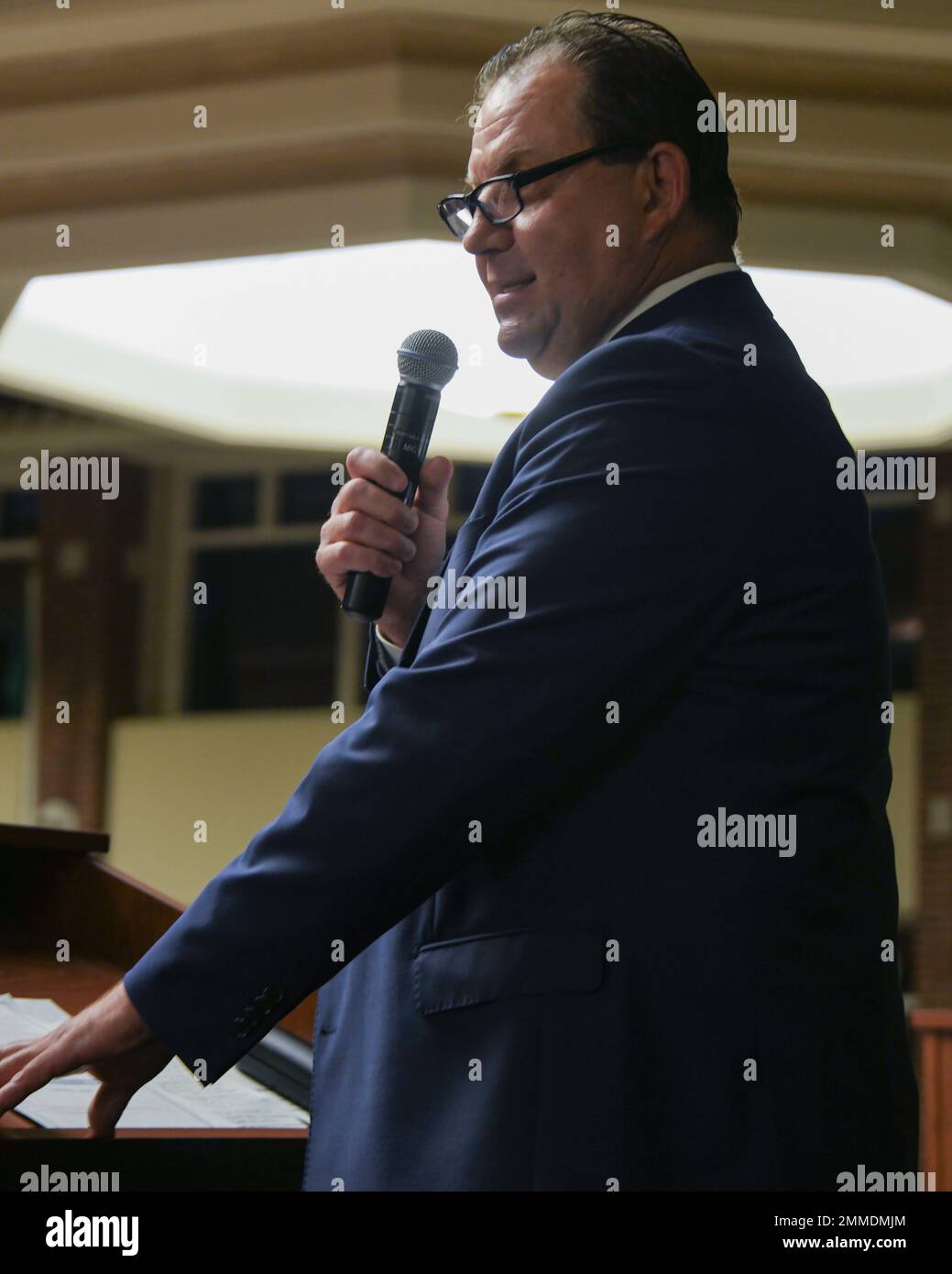 Brad Berry, University of North Dakota men’s hockey coach, speaks ...