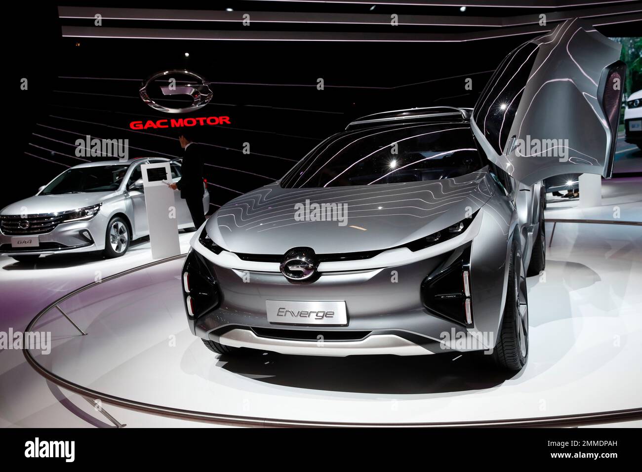 A GAC Motor Enverge is on display at the Auto show in Paris, France ...