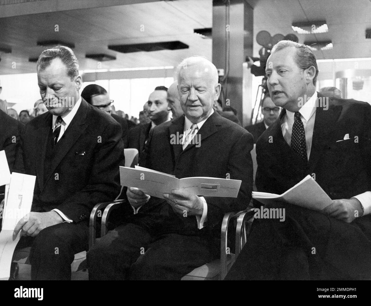 From left; Berlin Mayor Willy Brandt, Federal President Heinrich Lubke ...