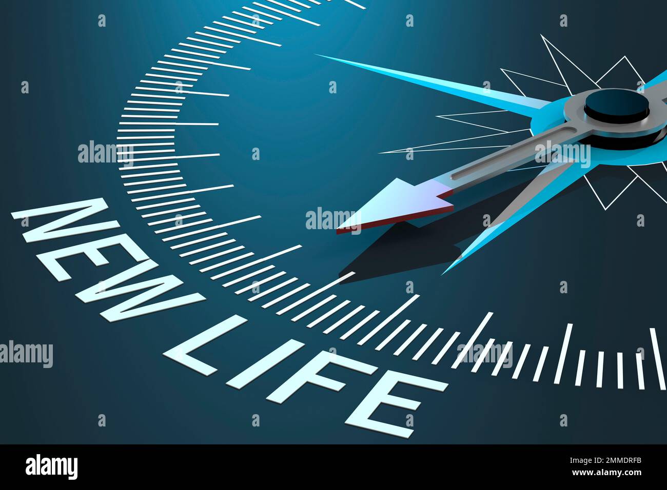 Compass needle pointing to new life word, 3D rendering Stock Photo - Alamy