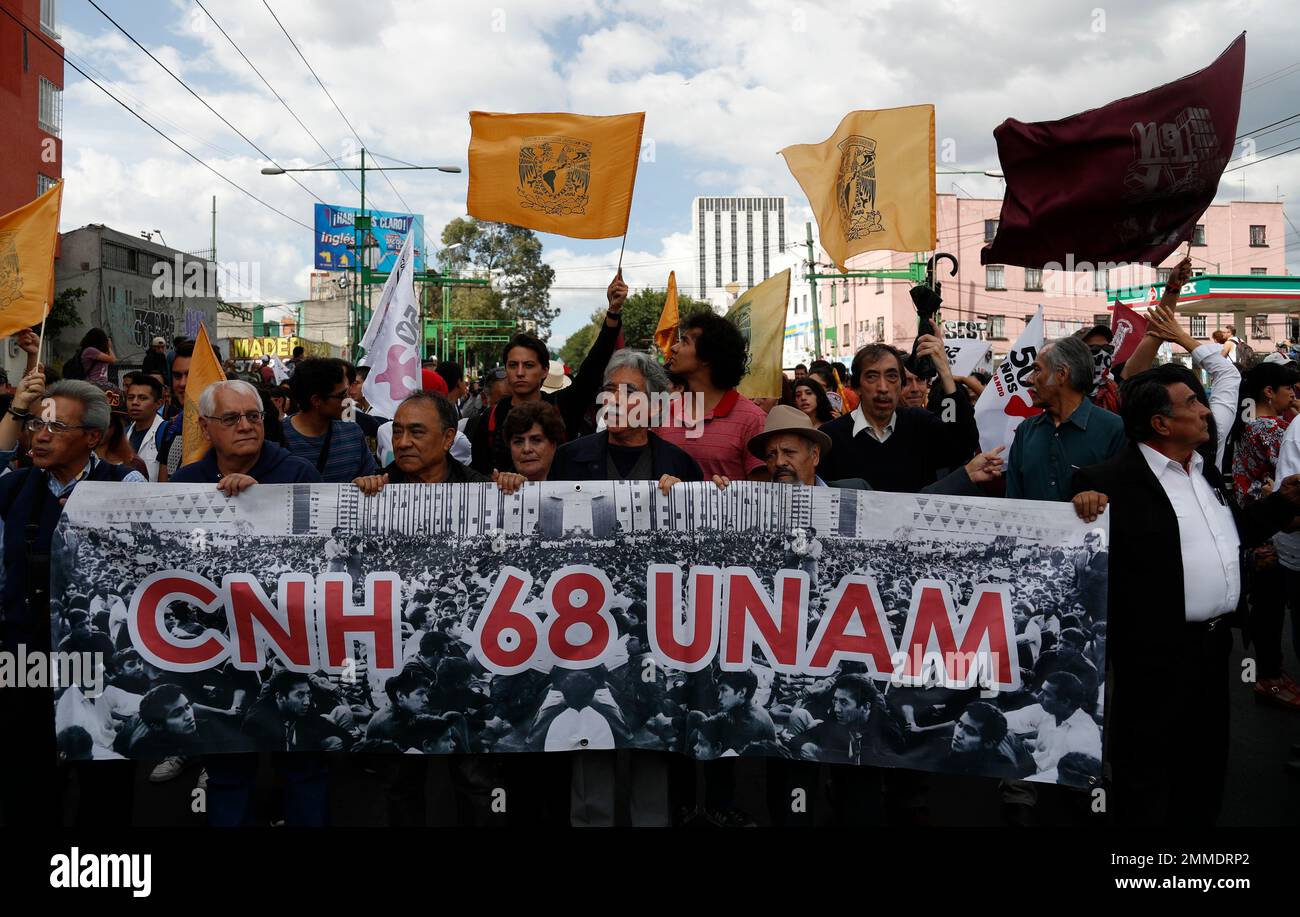 Demonstrators march in remembrance of the 1968 Tlatelolco student ...