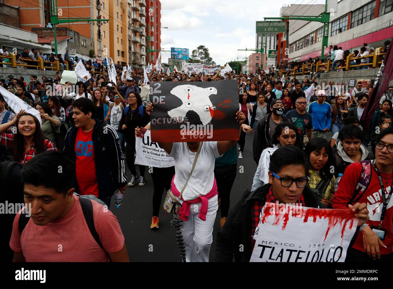 Demonstrators march in remembrance of the 1968 Tlatelolco student ...