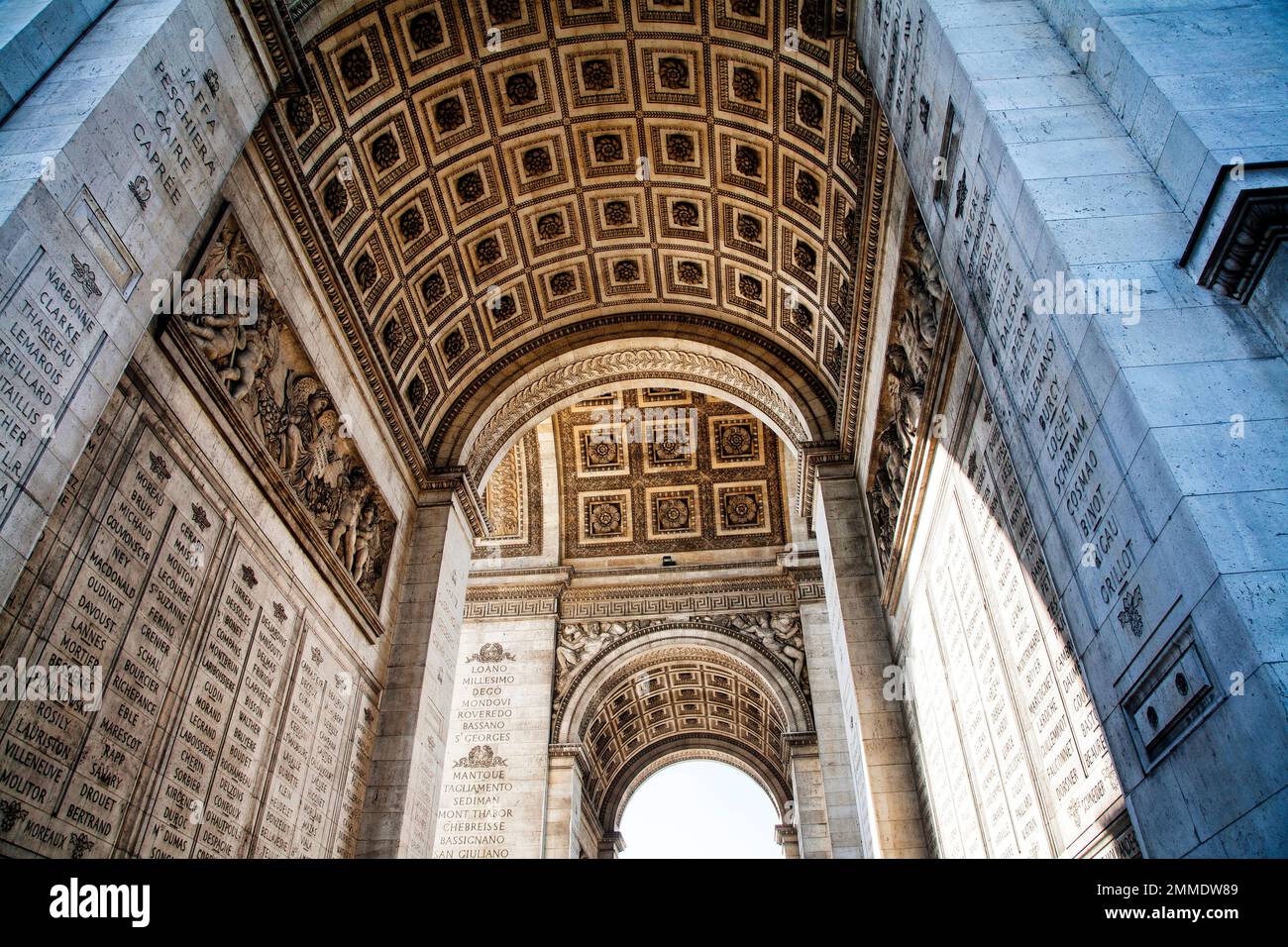 The interior of the Arc de Triomphe on full display for visitors to Paris, France Stock Photo ...