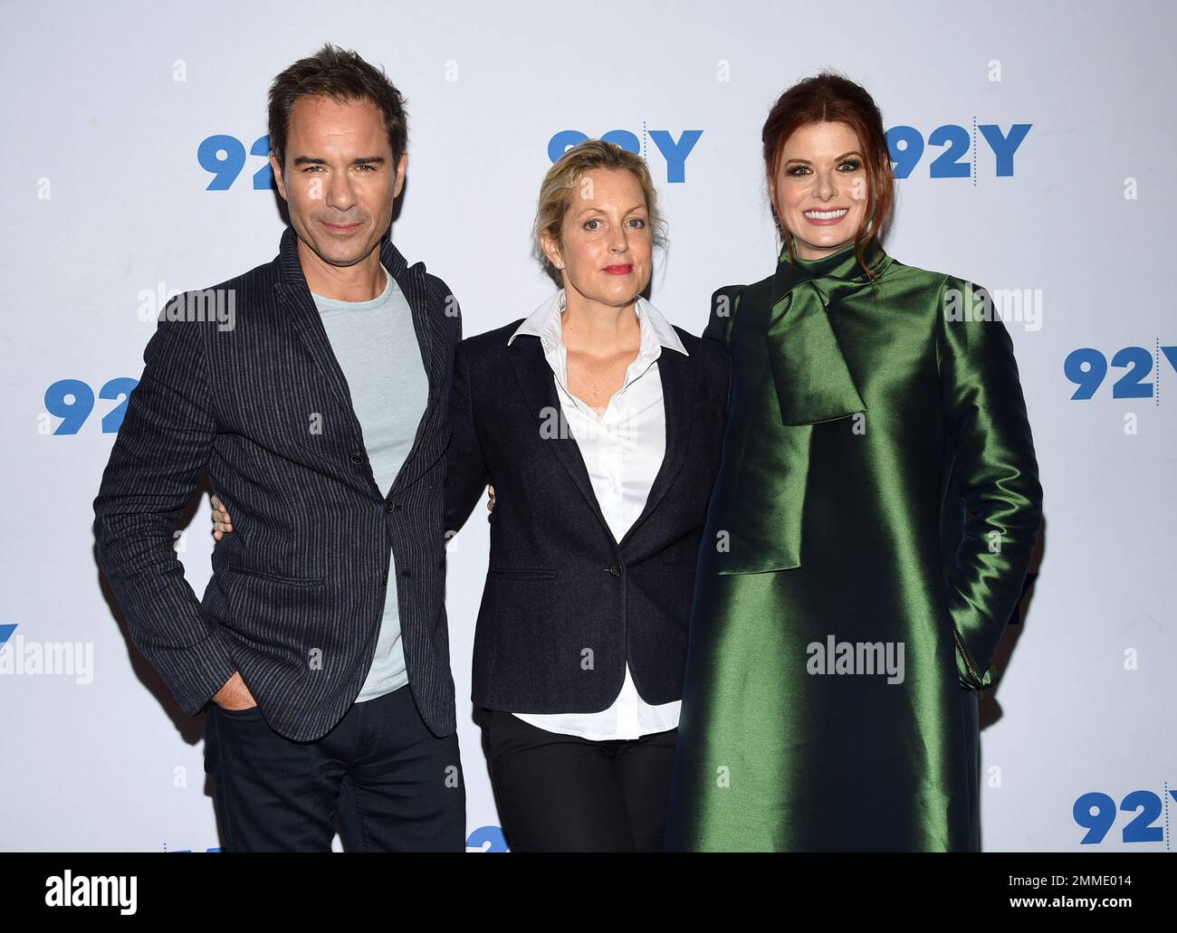 Moderator Ali Wentworth, center, poses with actors Eric McCormack, left ...