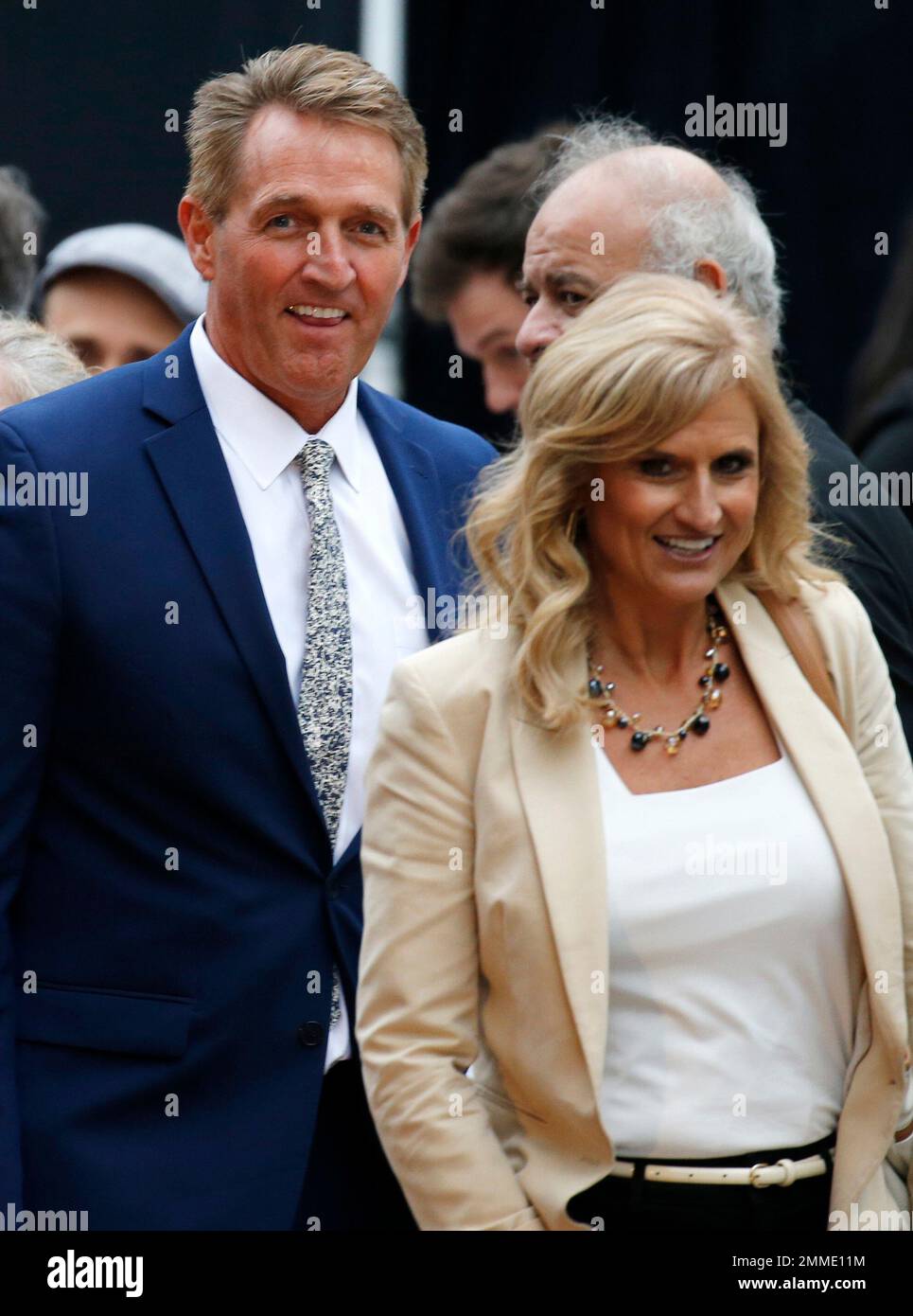Sen. Jeff Flake, R-Ariz., and his wife Cheryl Flake arrive at the ...
