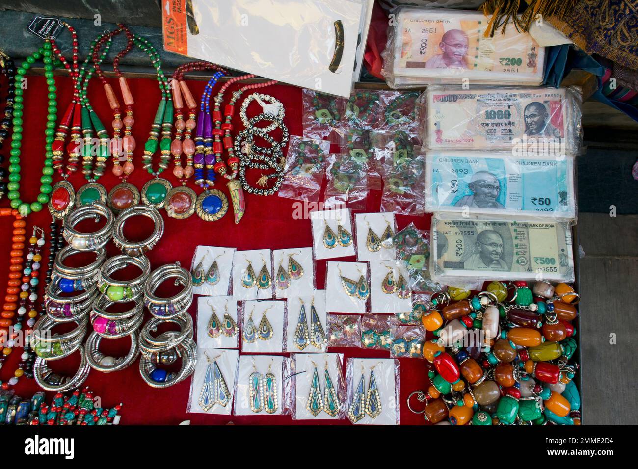 Portraits of Mahatma Gandhi are seen on Indian currency replicas ...