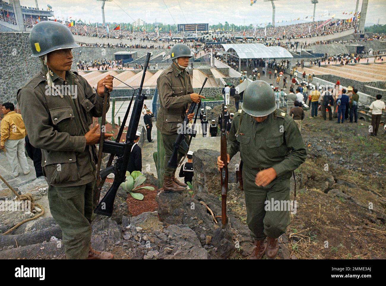 FILE - In this Oct. 12, 1968 file photo, soldiers stand guard for the ...