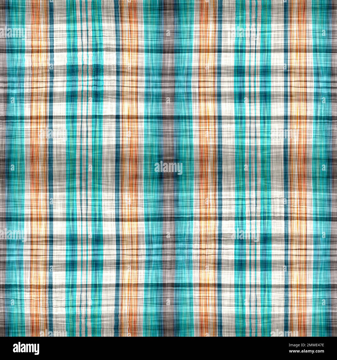 Teal rustic coastal beach house check fabric tile. Seamless sailor ...