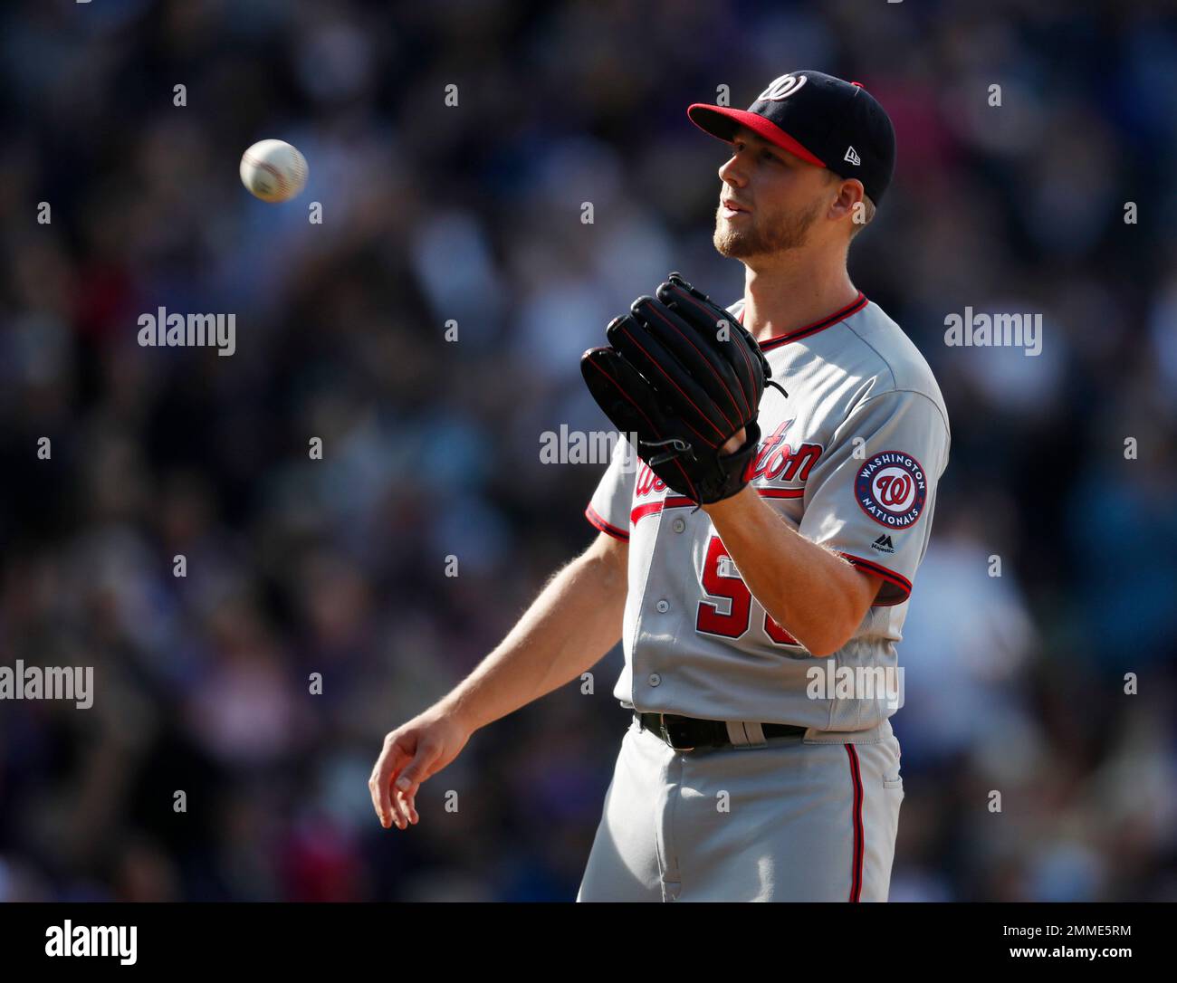 Washington Nationals starting pitcher Austin Voth calls for a new ball ...