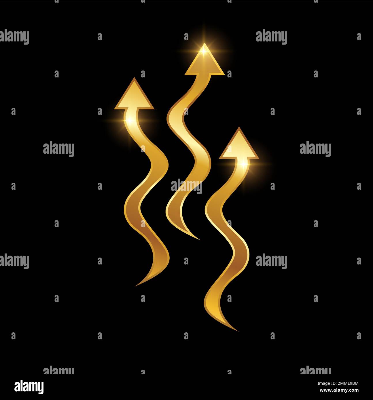 A vector illustration of Golden Arrow Wave Pointing Up Logo Sign Stock ...