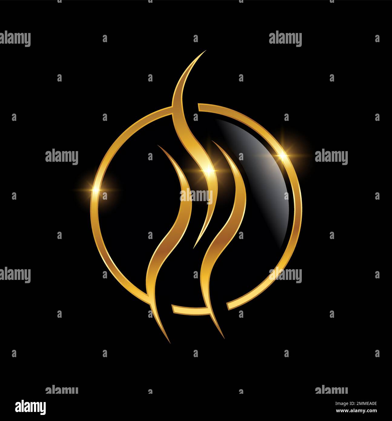 A vector Illustration of Golden Wave Pointing Up Logo Sign in black ...