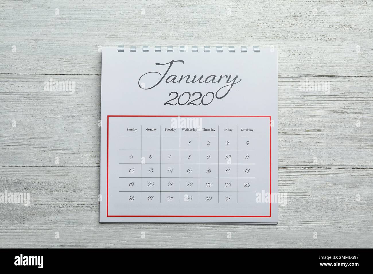 January 2020 calendar sheet hi-res stock photography and images - Alamy