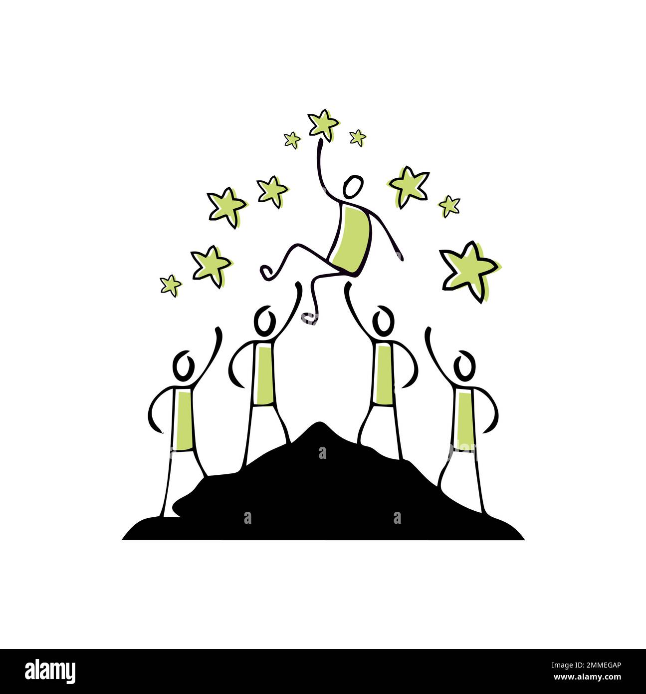 A vector Illustration of Stickman Stick Figure Reaching The Success ...