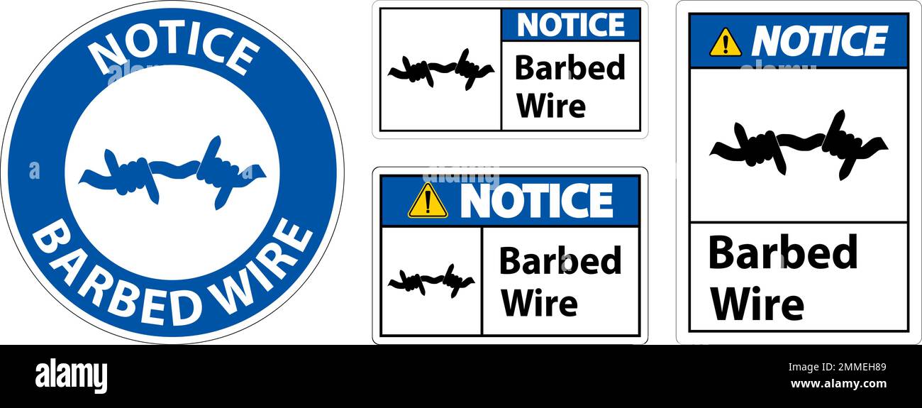 Notice Sign Barbed Wire On White Background Stock Vector Image & Art ...