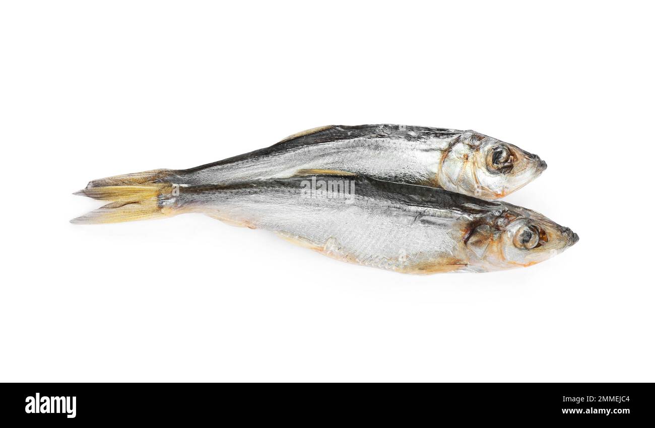 Tasty dried fish isolated on white. Seafood Stock Photo - Alamy