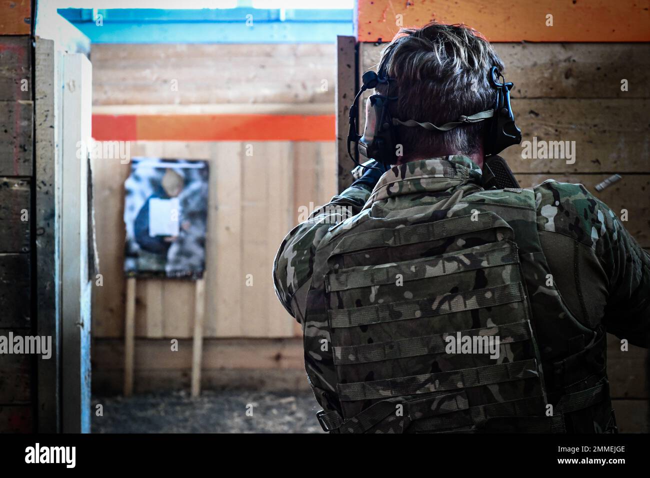 Member of the 45 Commando Royal Marines, practices Close Quarter Battle ...