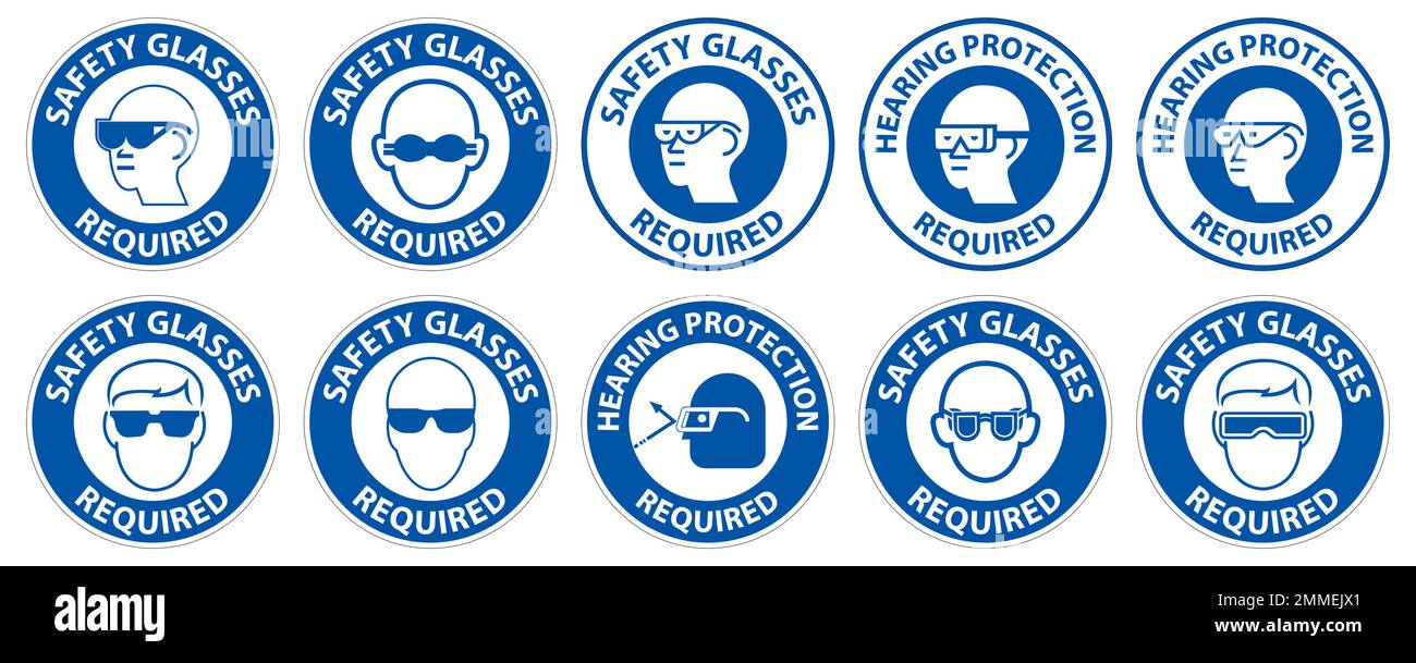 Label Floor Sign, Safety Glasses Required Stock Vector Image & Art - Alamy