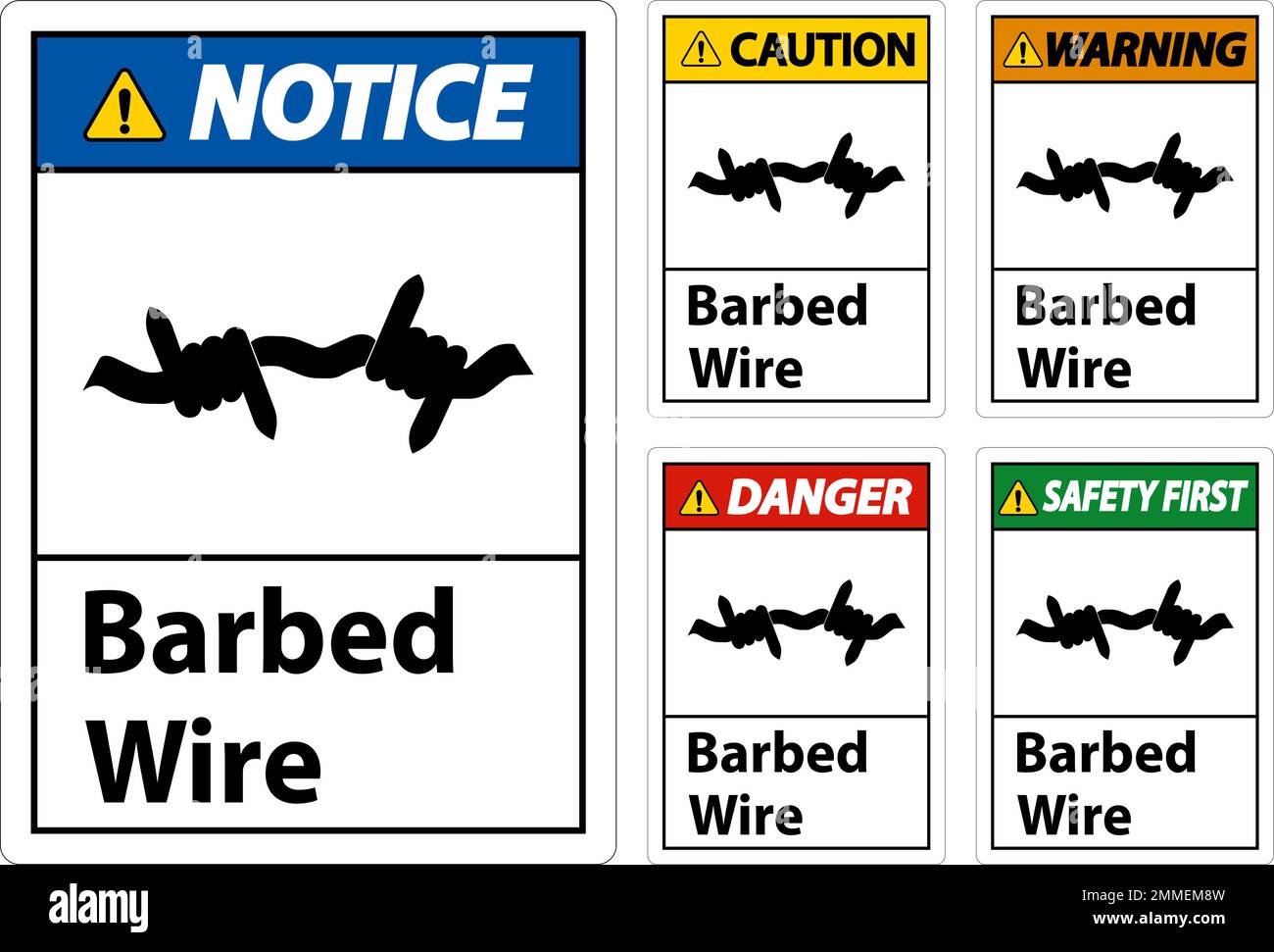 Caution Sign Barbed Wire On White Background Stock Vector Image & Art ...