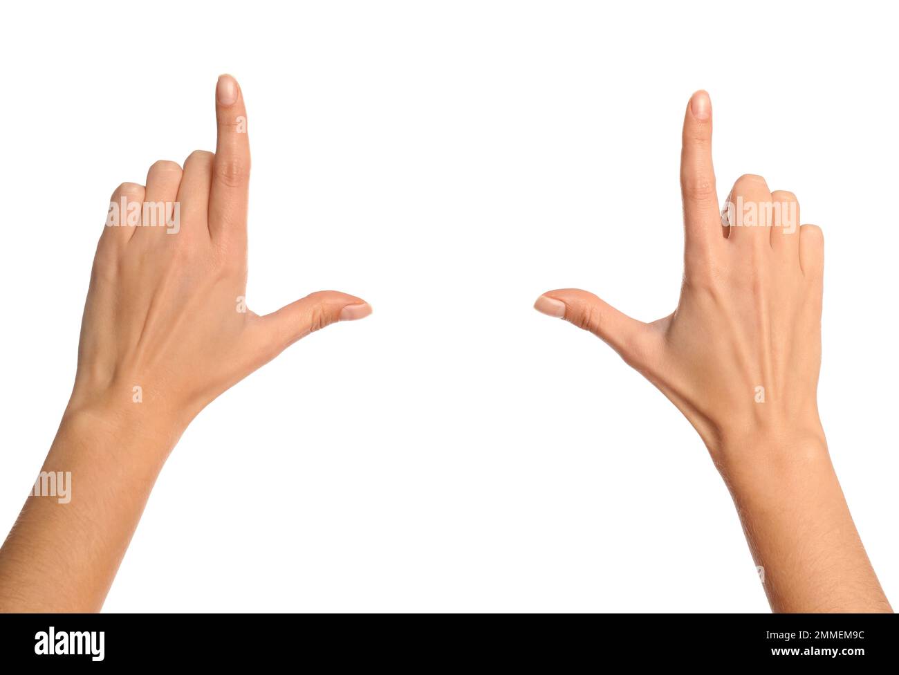 Woman making square hands hi-res stock photography and images - Alamy