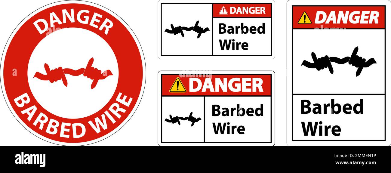 Danger Sign Barbed Wire On White Background Stock Vector Image & Art ...