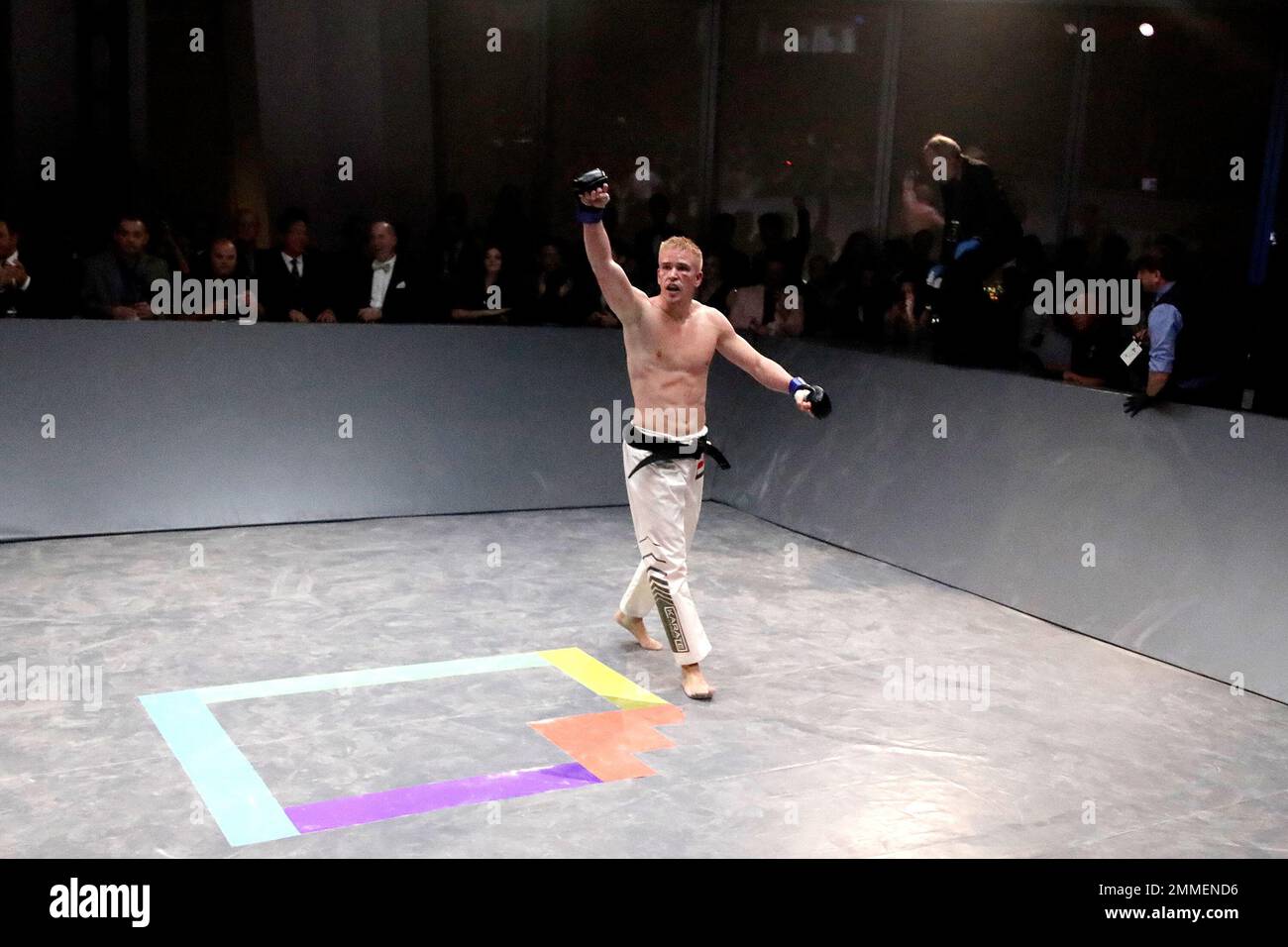 Andras Virag, of Hungary, celebrates after defeating Adham Sabry, of ...