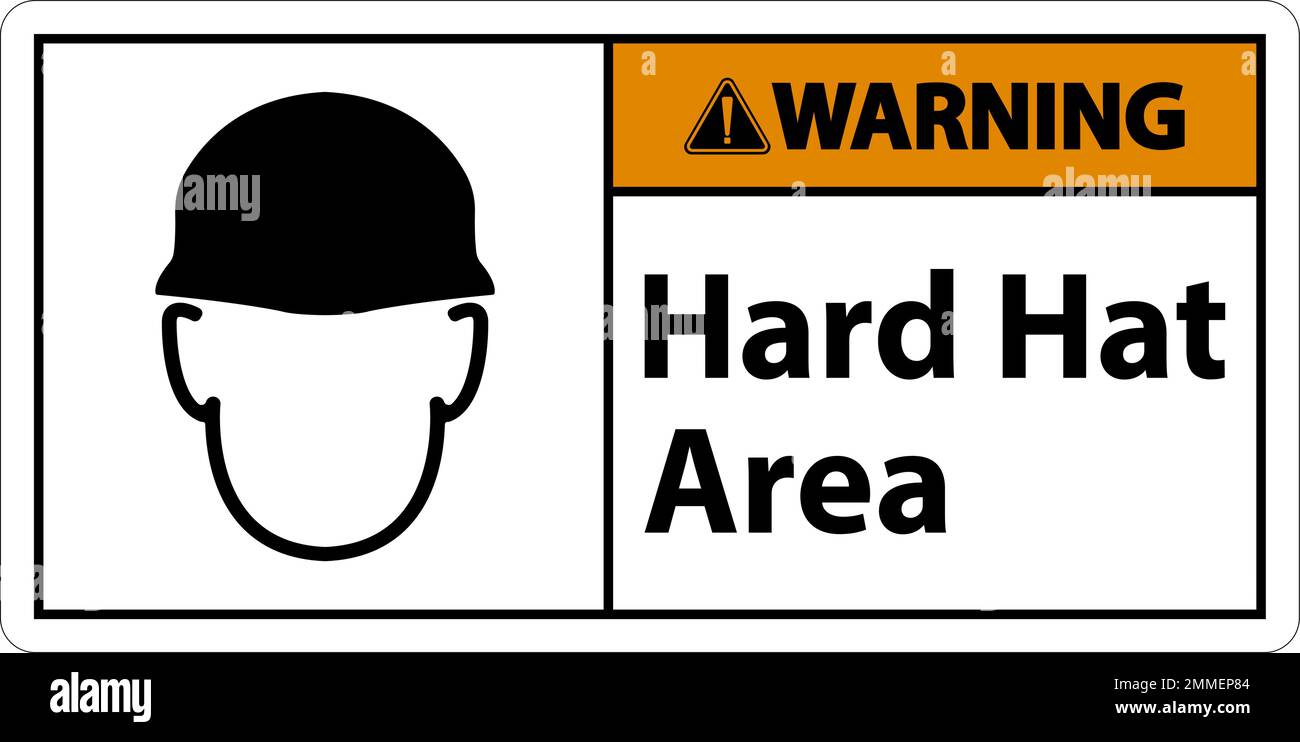 Warning Hard Hat Protection Required Area Sign On White Background ...