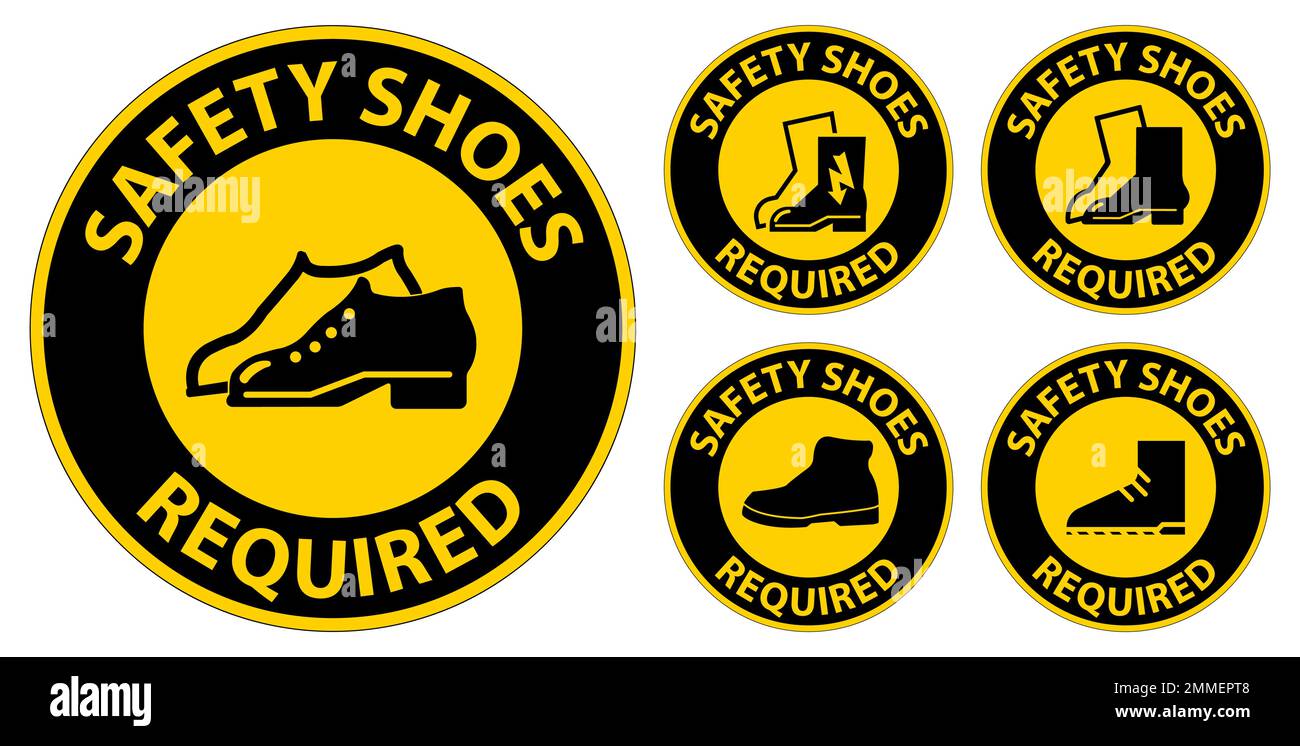 Label Floor Sign, Safety Shoes Required Stock Vector Image & Art - Alamy