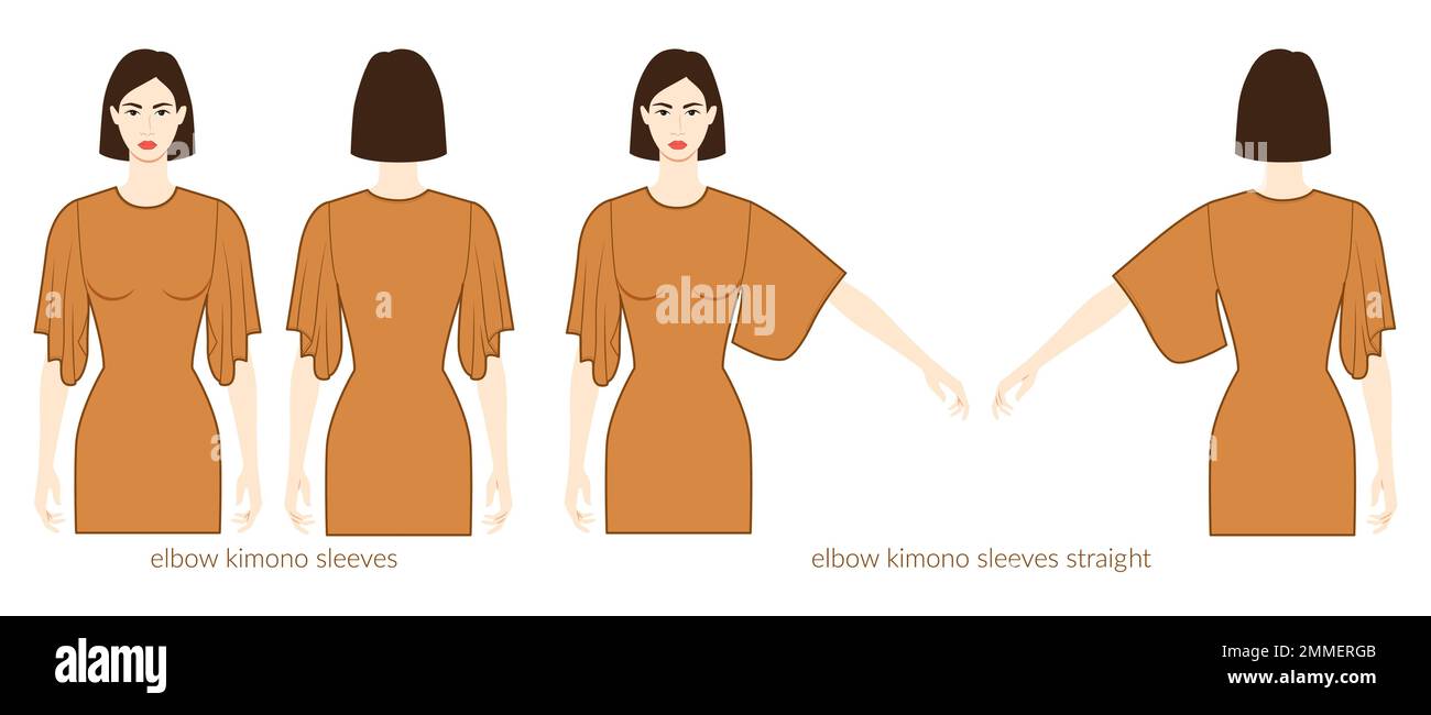 Kimono sleeves elbow length clothes character beautiful lady in ochre ...
