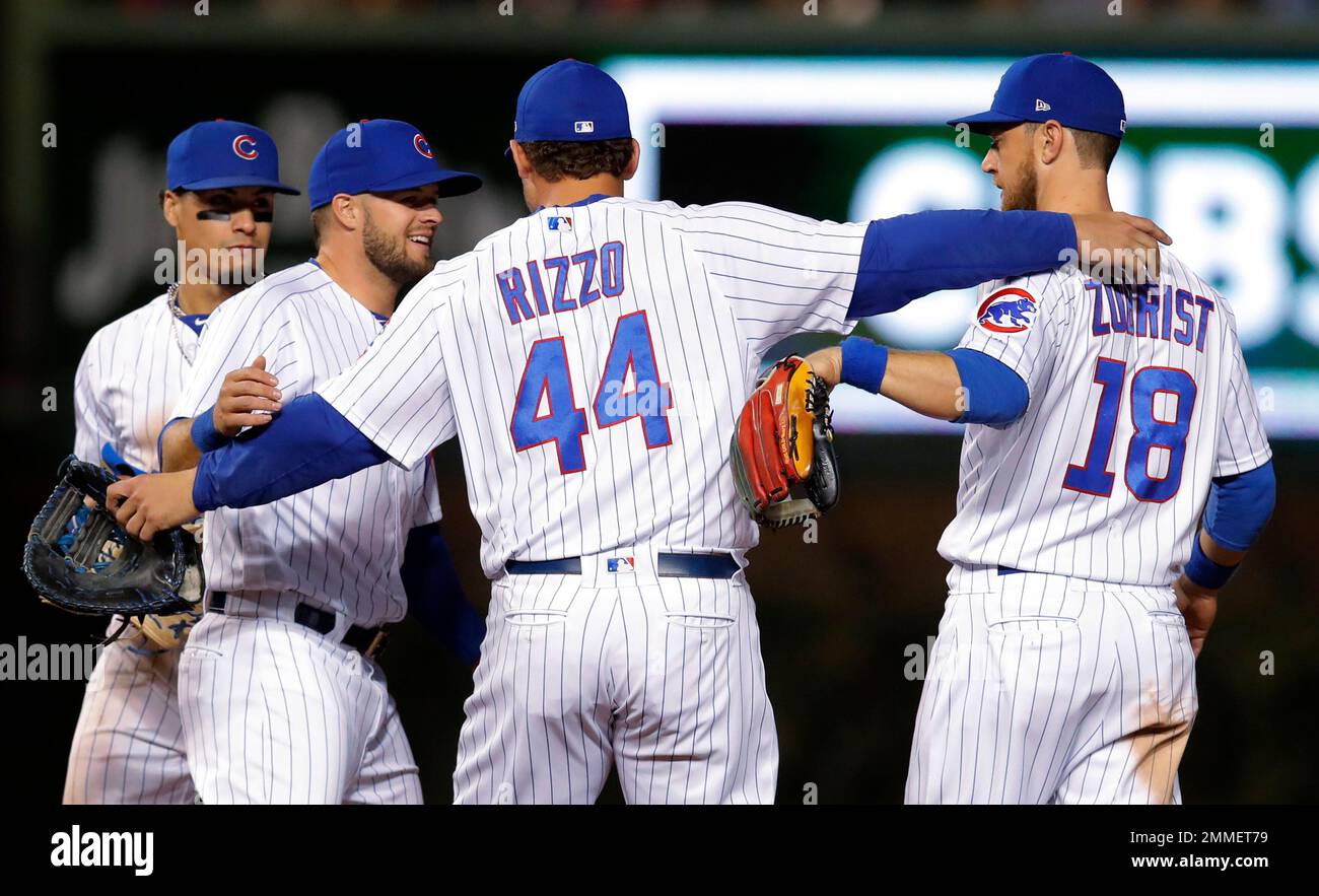 Chicago Cubs' Javier Baez, David Bote, Anthony Rizzo and Ben Zobrist ...