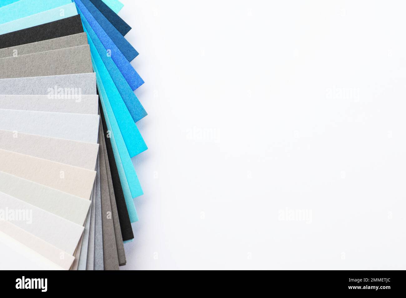 Color palette samples on white background top view Stock Photo - Alamy