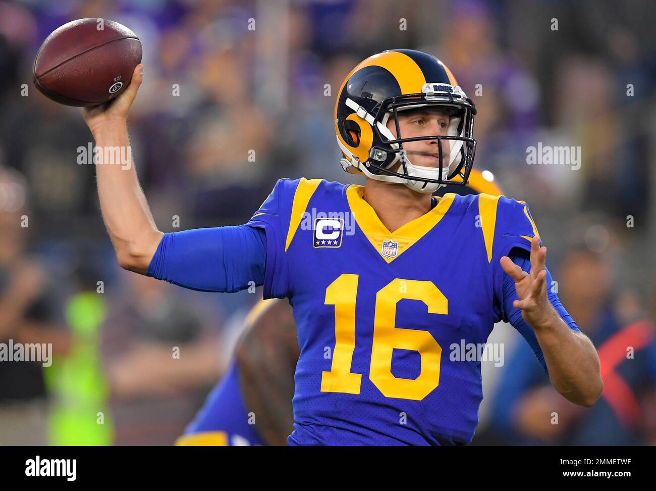Los Angeles Rams quarterback Jared Goff passes against the Minnesota ...