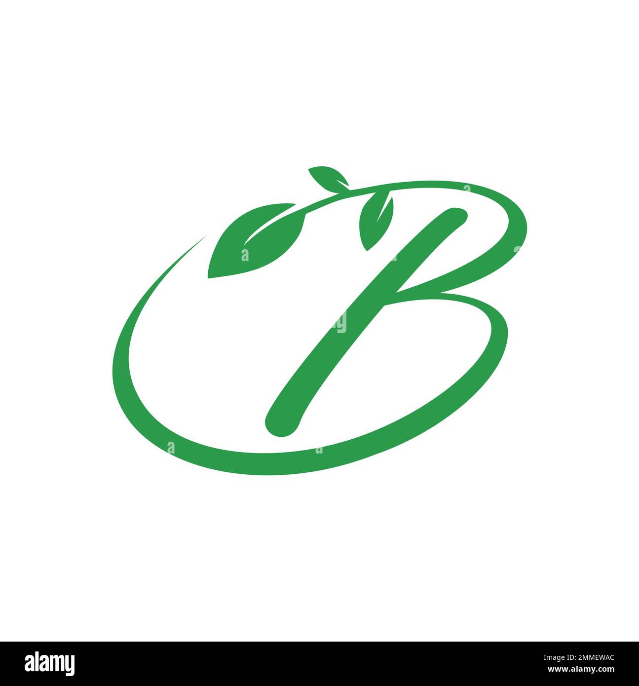 A vector illustration of Letter B Natural Green leaf ecology monogram ...
