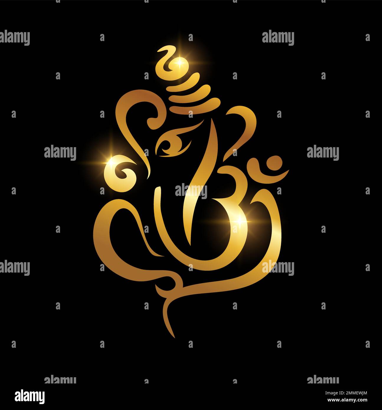A vector illustration of Golden Ganesh Puja. ganesh Chaturthi Sign in ...