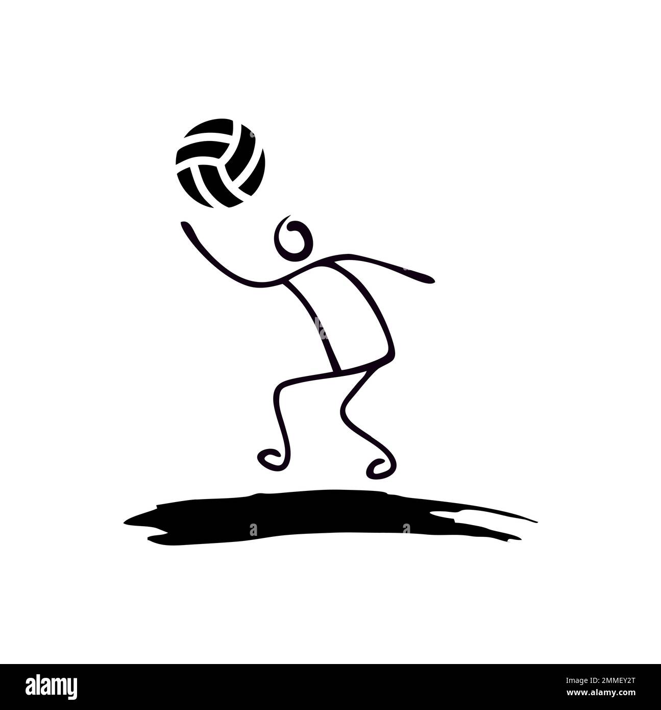 A vector illustration of Stickman Serving Volleyball Logo Sign ...