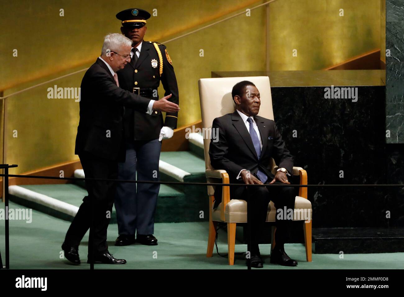 Equatorial Guinea's President Teodoro Obiang Nguema Mbasogo waits to ...