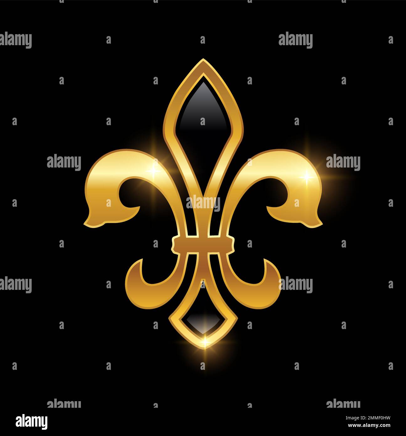 A vector illustration of Golden Fleur de Lis Logo Sign in black ...