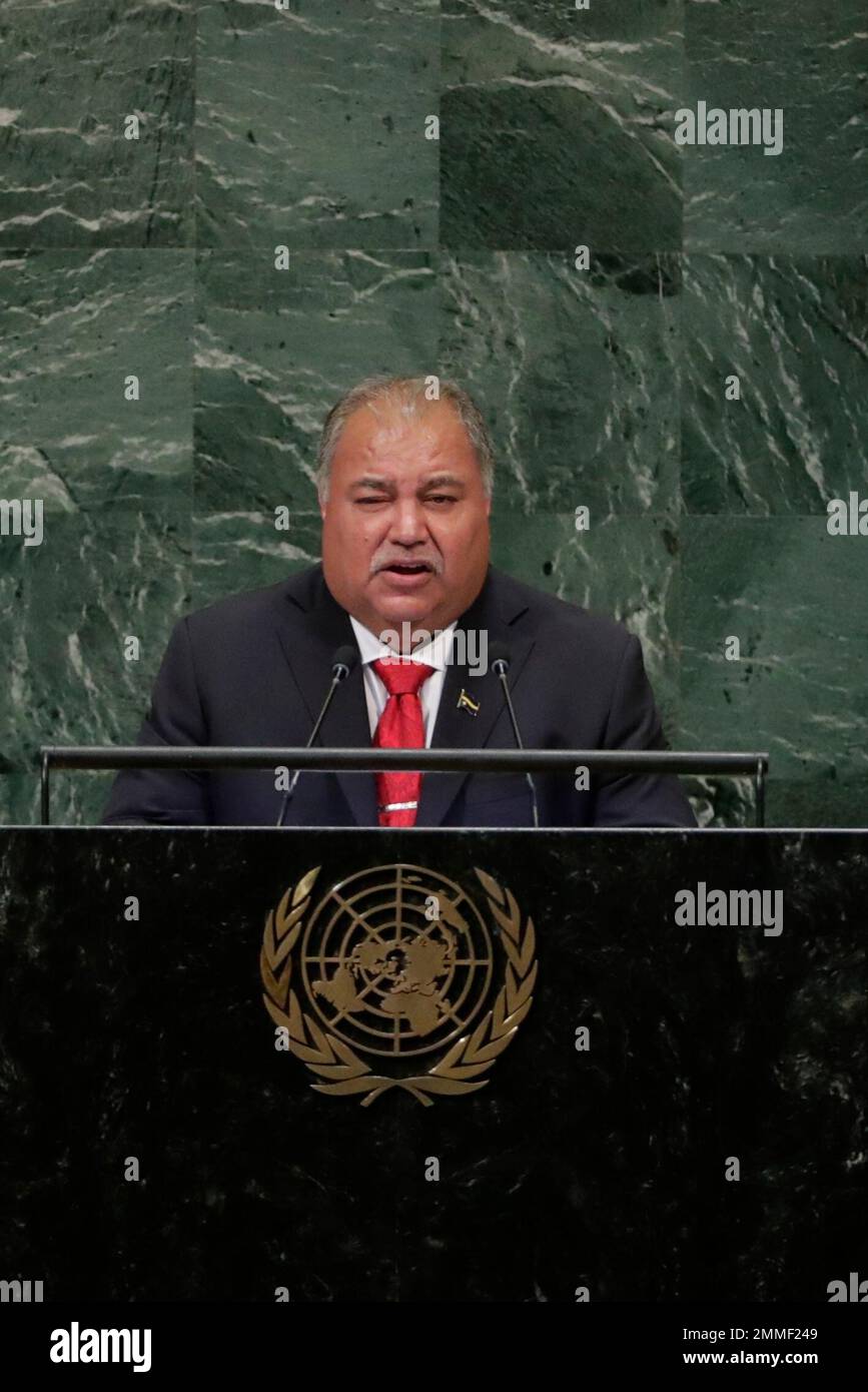 Nauru President Baron Divavesi Waqa addresses the 73rd session of the ...