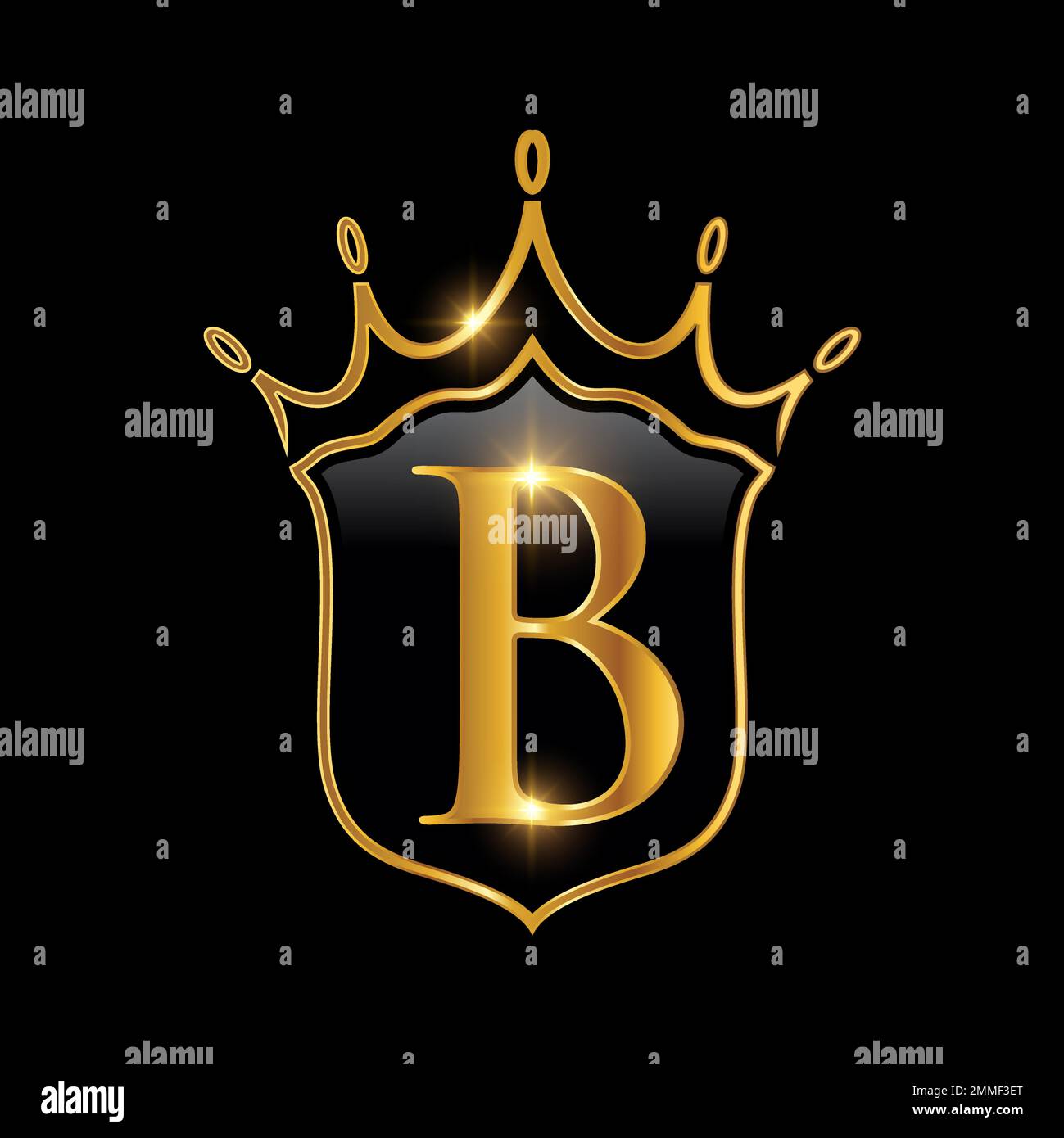 Initial B monogram alphabet with a crown. Royal King queen luxury ...