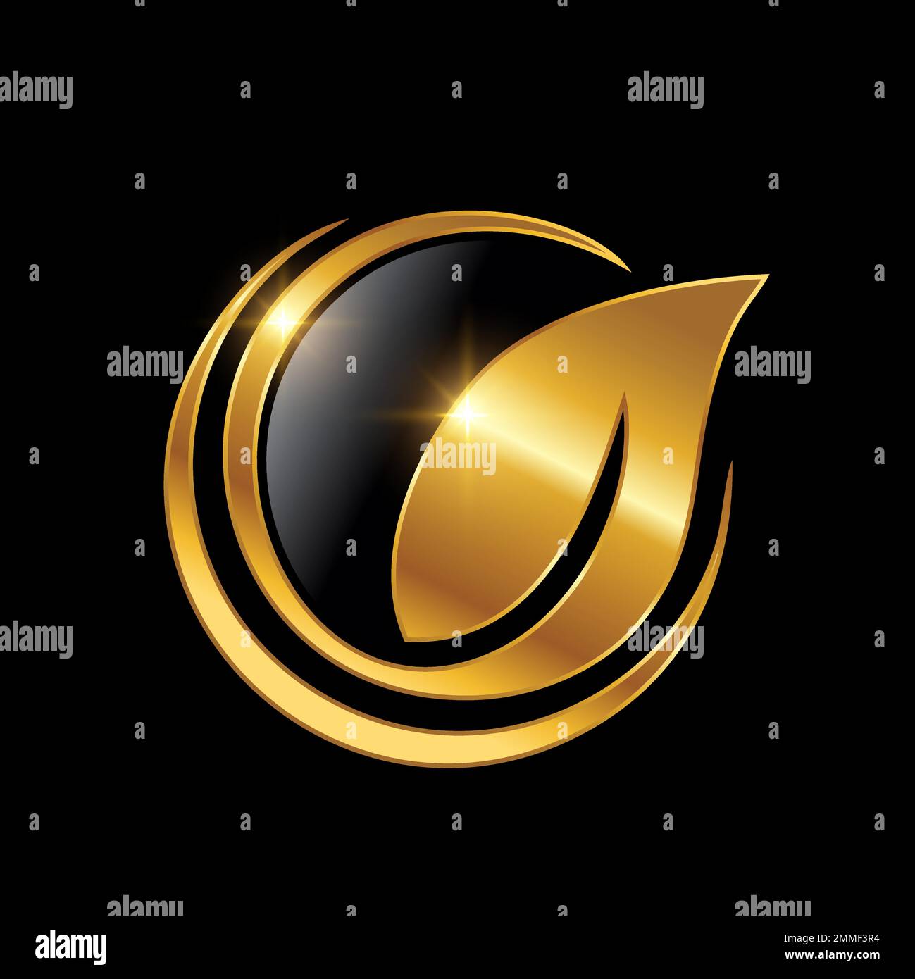 A vector Illustration of Golden Leaf Luxury Royal Logo Sign in black ...