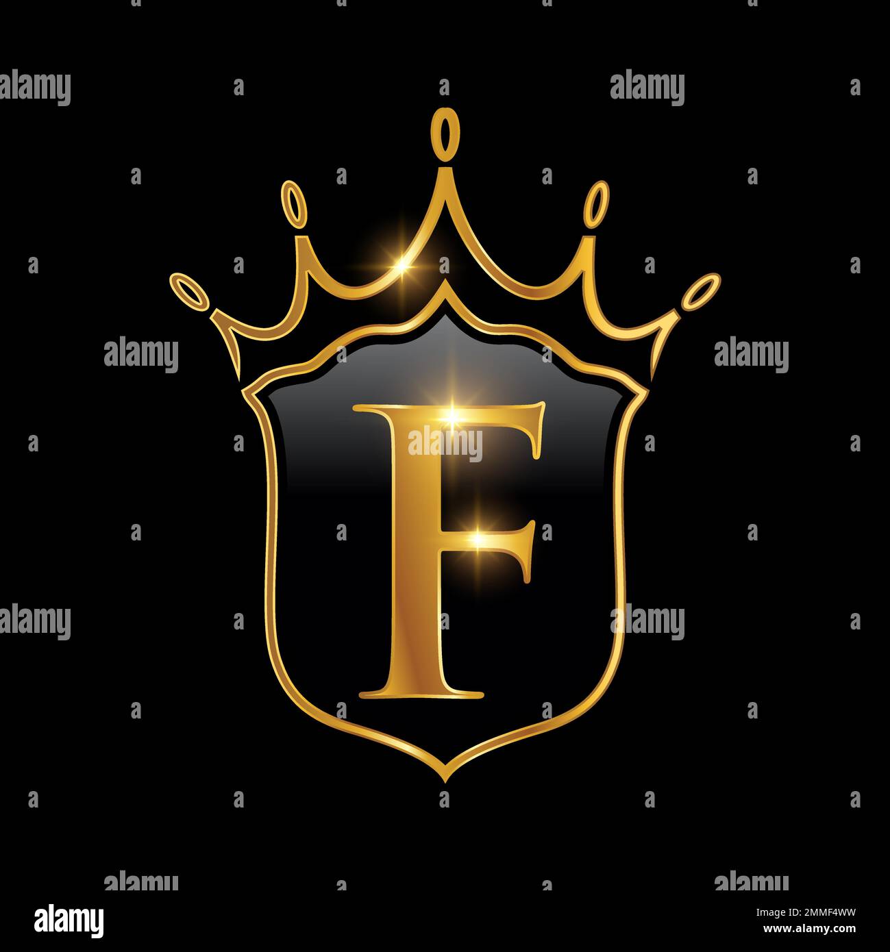 Initial F monogram alphabet with a crown. Royal King queen luxury ...