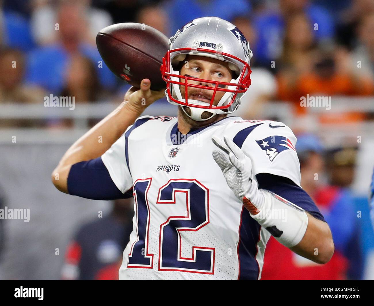 New England Patriots quarterback Tom Brady throws against the Detroit ...