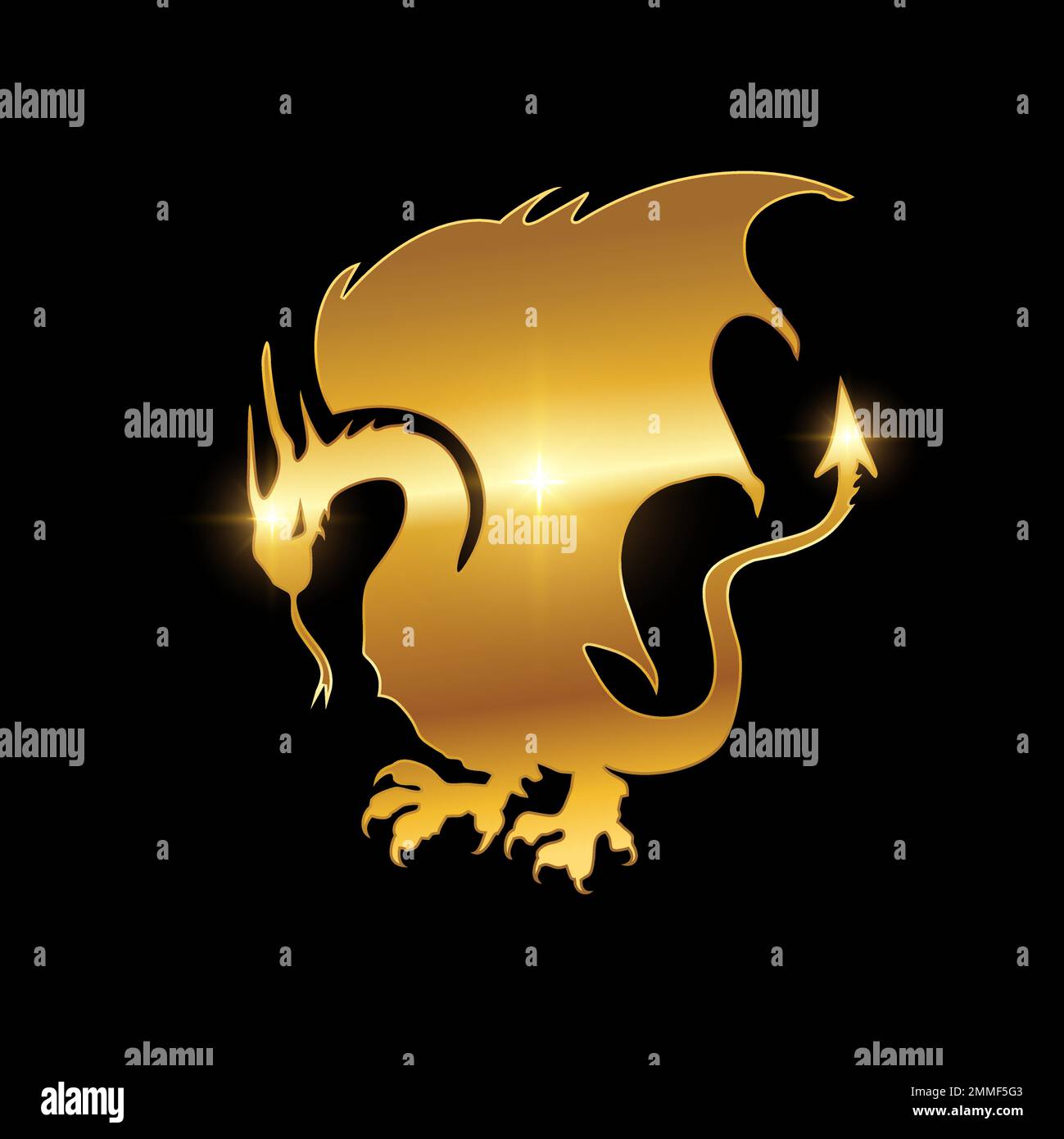 A vector illustration of Golden Heraldic Dragon Vector Sign in black ...