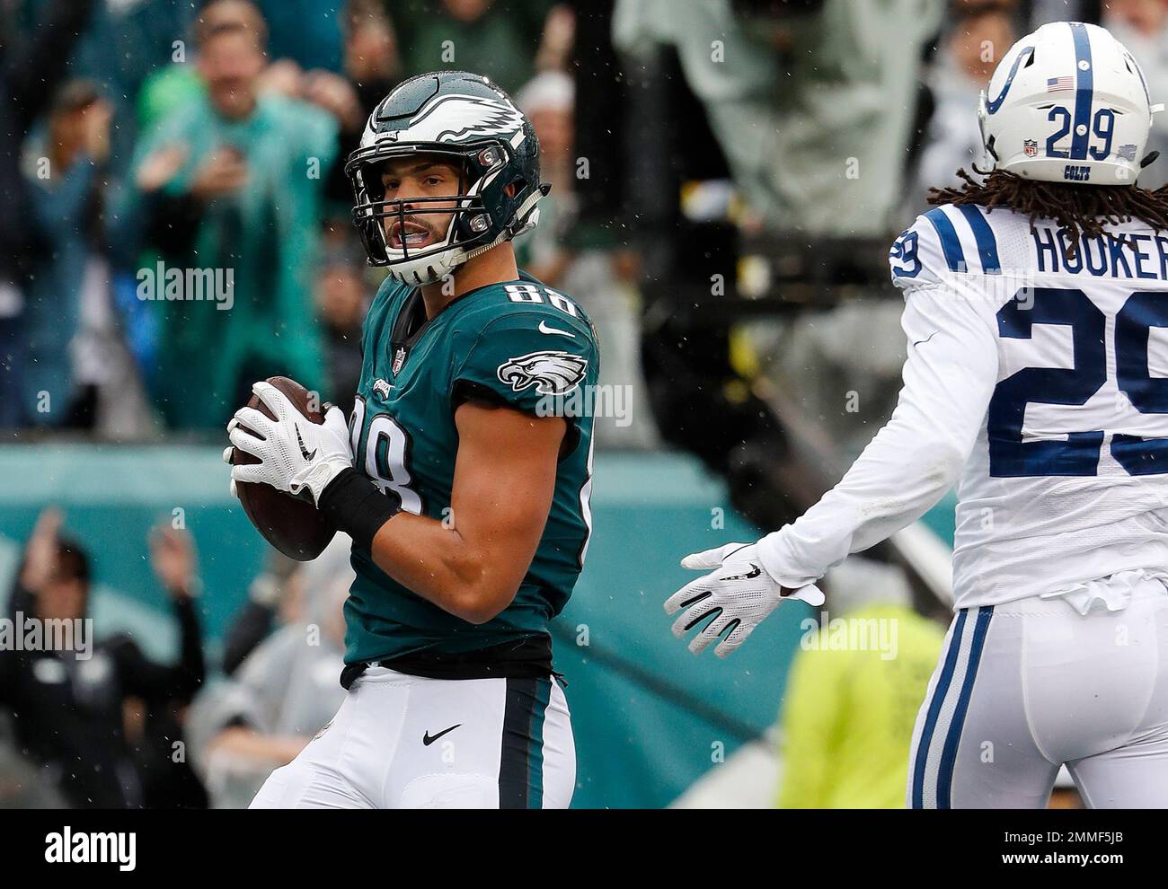 Philadelphia Eagles tight end Dallas Goedert after catching a touchdown ...