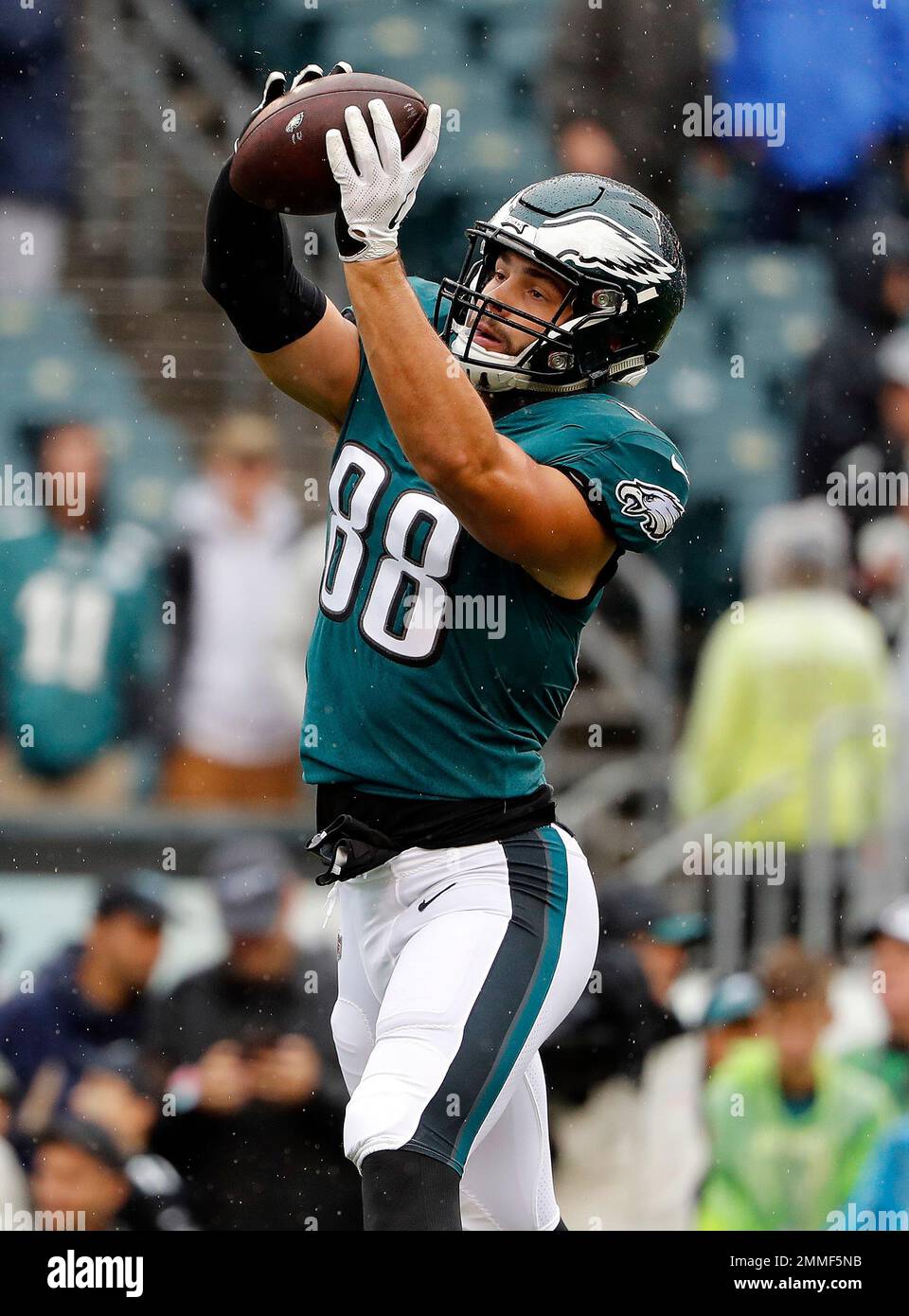 Philadelphia Eagles tight end Dallas Goedert catches a pass before an ...