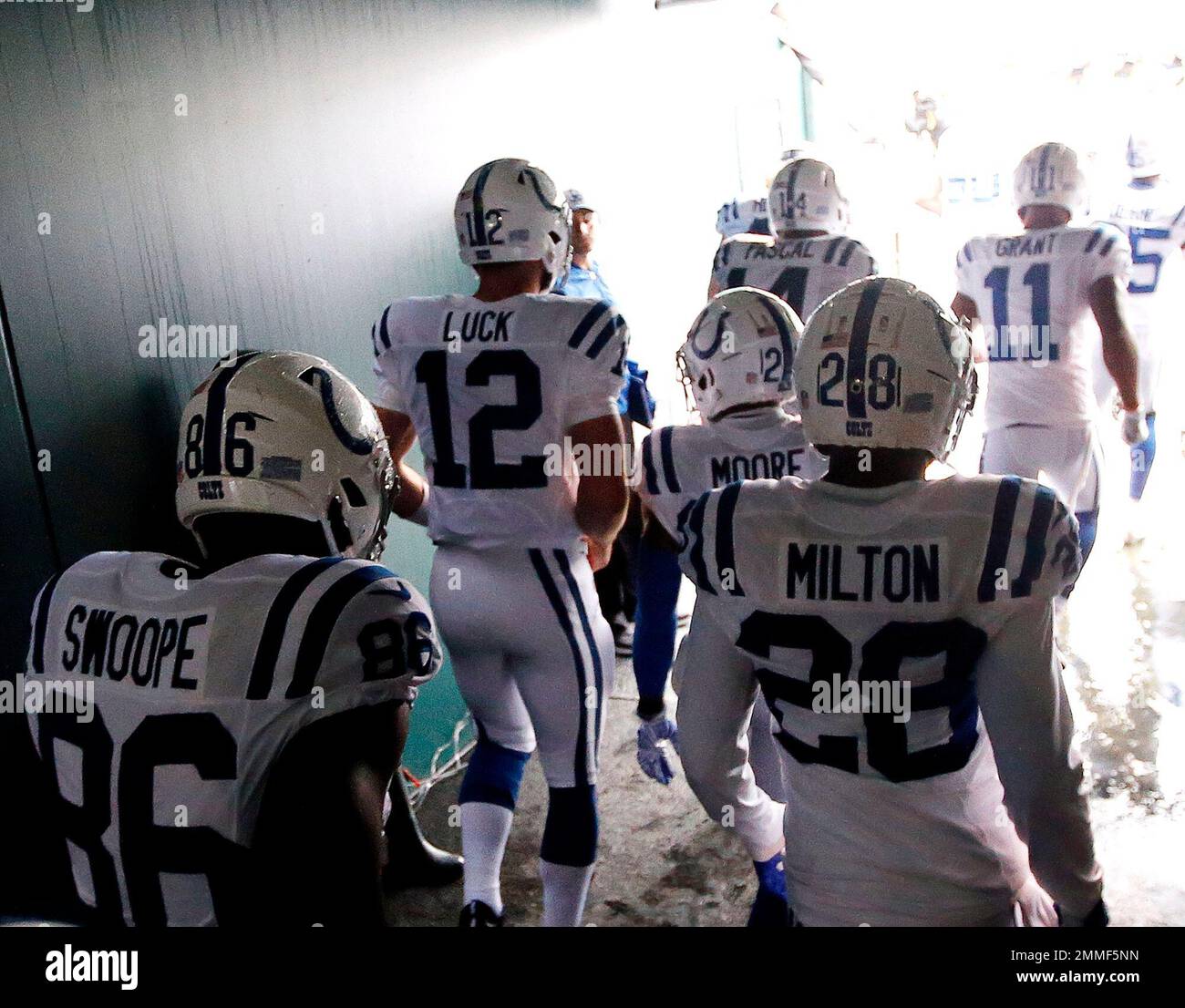 Indianapolis Colts quarterback Andrew Luck takes the field with ...